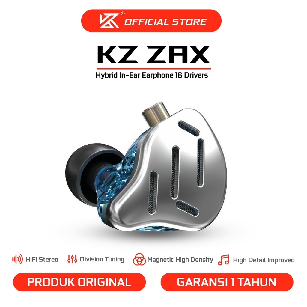 Jual KZ ZAX 7BA+1DD Hybrid In-Ear Earphone 16 Drivers Unit HIFI Headset DJ Monitor Earphones ...