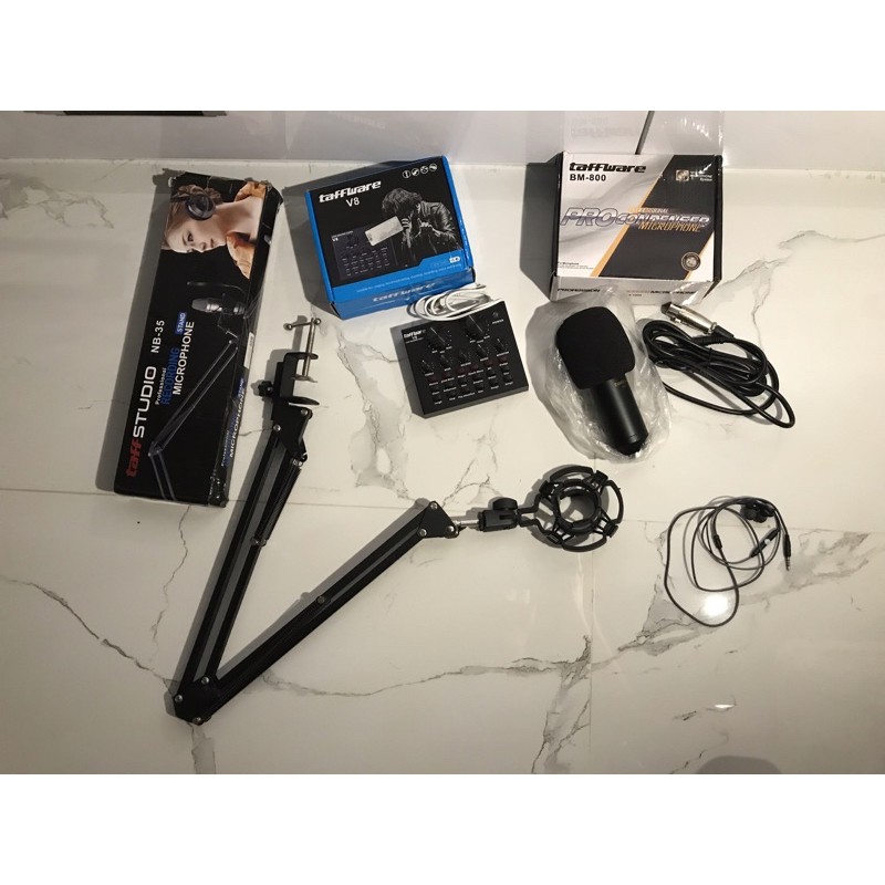 Jual PAKET KOMPLIT MIC CONDENSER BM 800 + STAND + SOUNDCARD TAFFWARE V8 ...