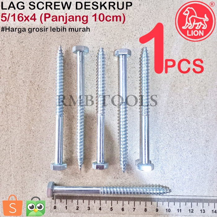 Jual 5/16x4" LAG SCREW DESKRUP DESK SKRUP GALVANIS BRAND MOON LION ...