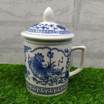 Jual Mug Keramik kansai biru putih gelas cangkir ukuran d8,5cm | Shopee ...