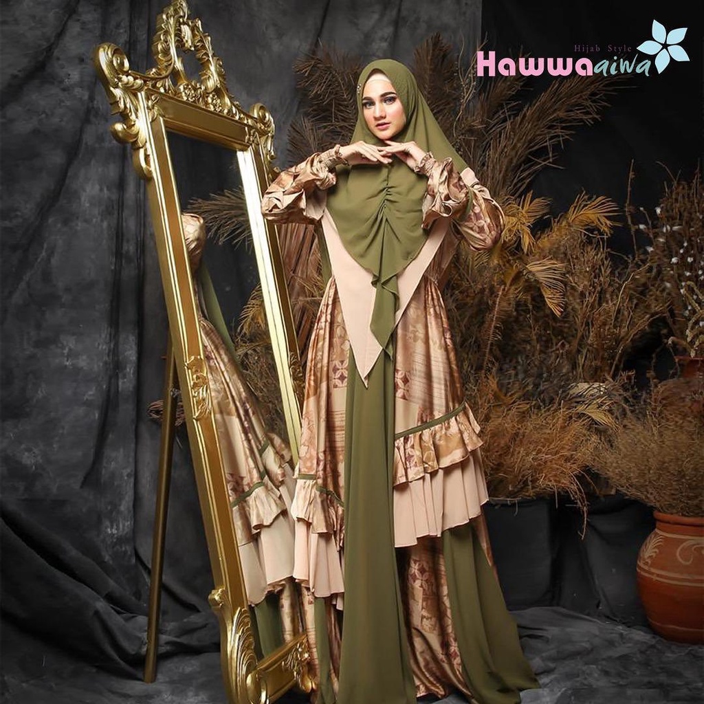 Jual SHAIMA by HAWWA AIWA Gamis Motif Printing Mewah Elegan Gaya Sultan ...
