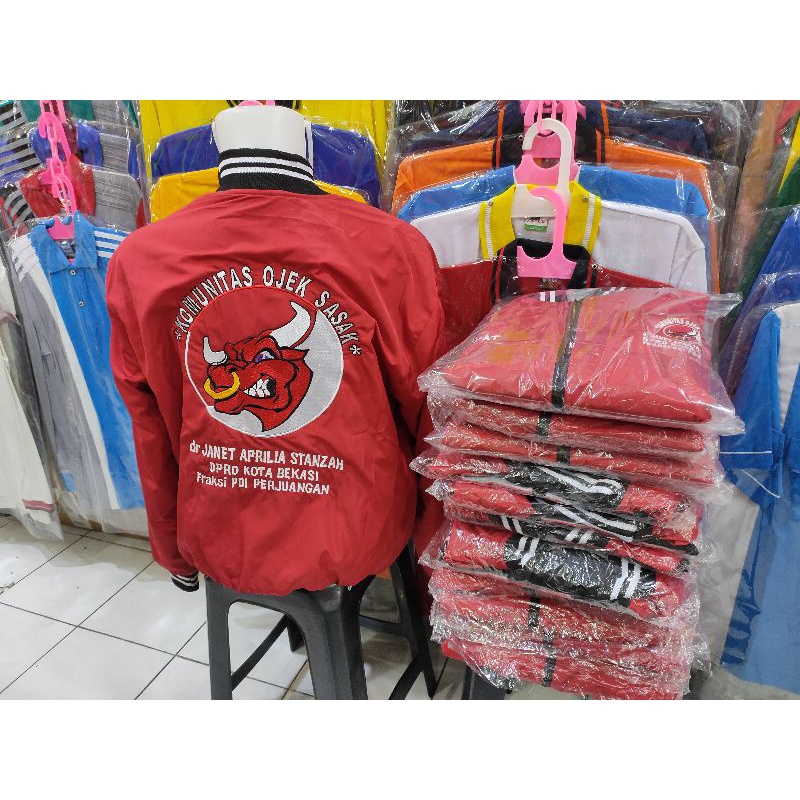 Jual Jaket Bomber PDIP/ Jaket Bomber full bordir/Costume | Shopee Indonesia