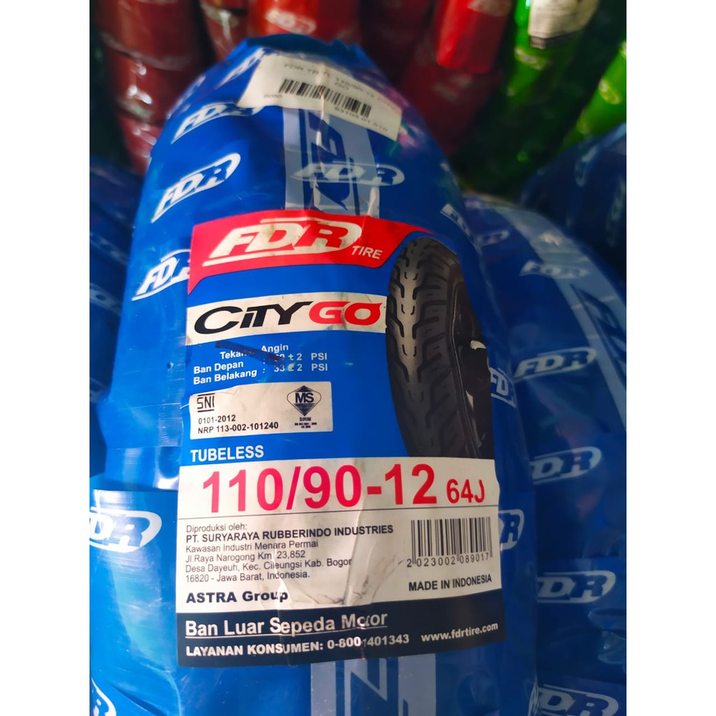 Jual BAN LUAR SCOOPY FI 2017 RING 12 FDR CITY GO 110-90-12 TUBELESS ...
