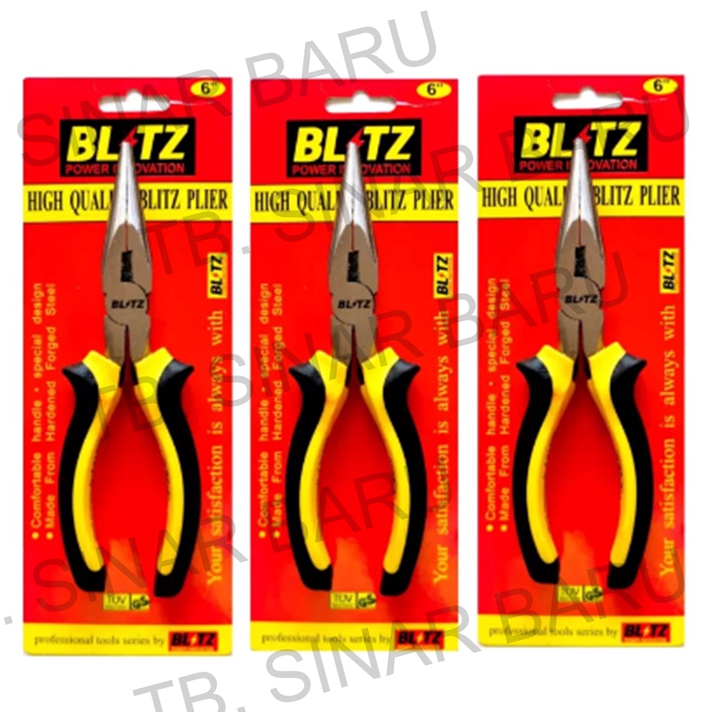 Jual Tang Lancip/Long Nose Plier/Tang Cucut Gagang Karet Blitz 6" | Shopee Indonesia