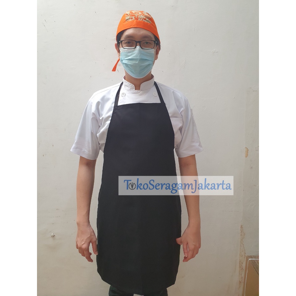 Jual Apron Celemek Barista Pria Wanita Apron Hitam Putih Maroon Polos ...
