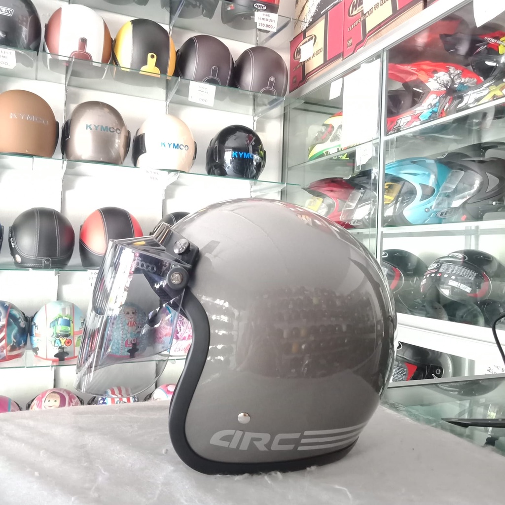 Jual ARC Strip Helm Half Face Dewasa Kaca Bogo Datar Original Warna Abu ...