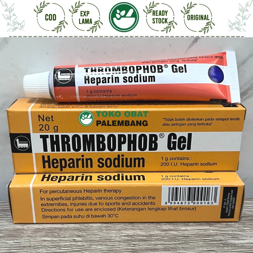 Jual THROMBOPHOB GEL 20 GRAM HEPARIN SODIUM TROMBOPOB THROMBOPOP ...