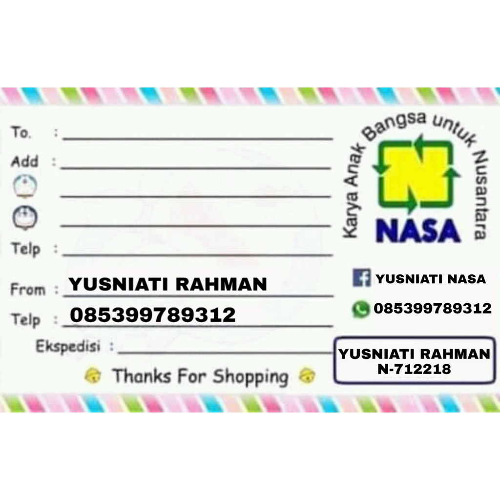 Jual LABEL PENGIRIMAN NASA SIMPLE | Shopee Indonesia