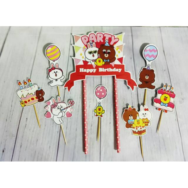 Jual Topper Line Friend hiasan ultah topper kue dan topper puding ...