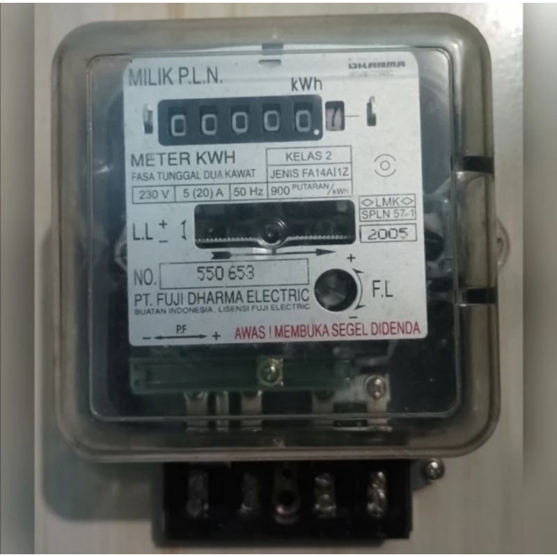 Jual KWH METER 1PHASE 5(20)A Analog Merk Fuji Dharma Electric ...