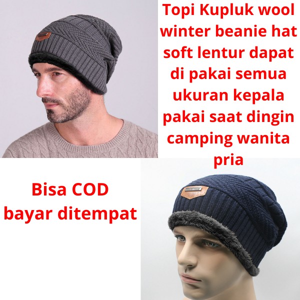 Jual Topi Kupluk wool winter beanie hat soft lentur dapat di pakai ...