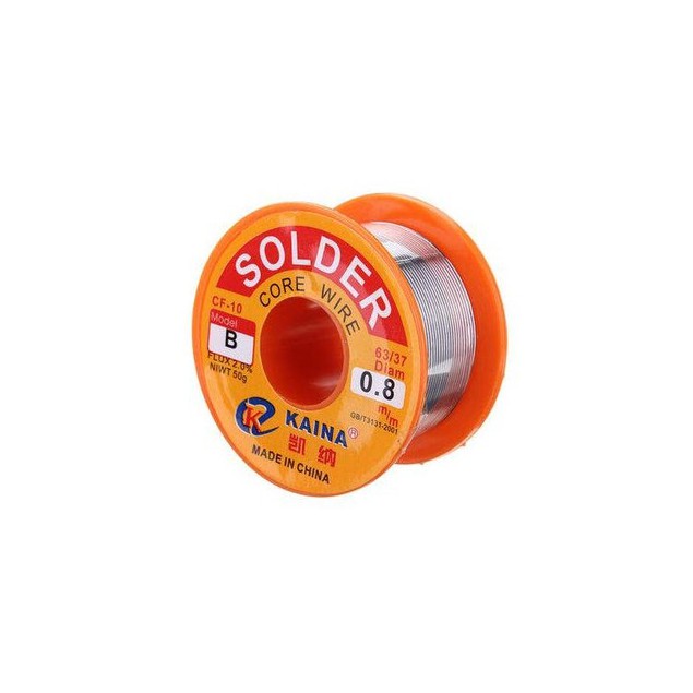 Jual 50gr Timah Solder Wire 0.8mm 63/37 Flux 2% Kaina Original Fine ...