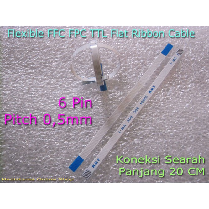 Jual Flexible FFC FPC TTL Flat Ribbon Cable 6 Pin Pitch 0.5mm (Lebar ...