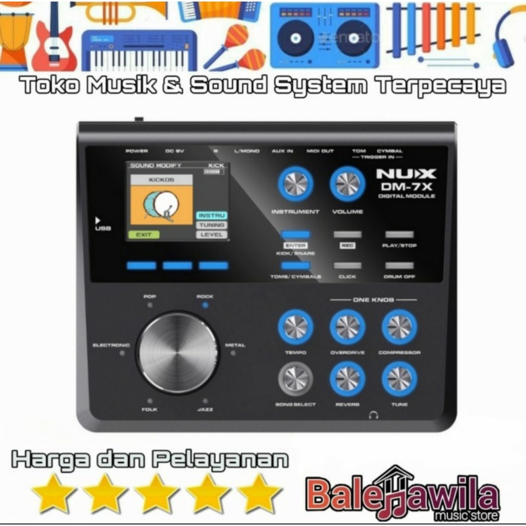 Jual Modul drum elektrik Digital Drum Module Electric drum NUX DM210 ...