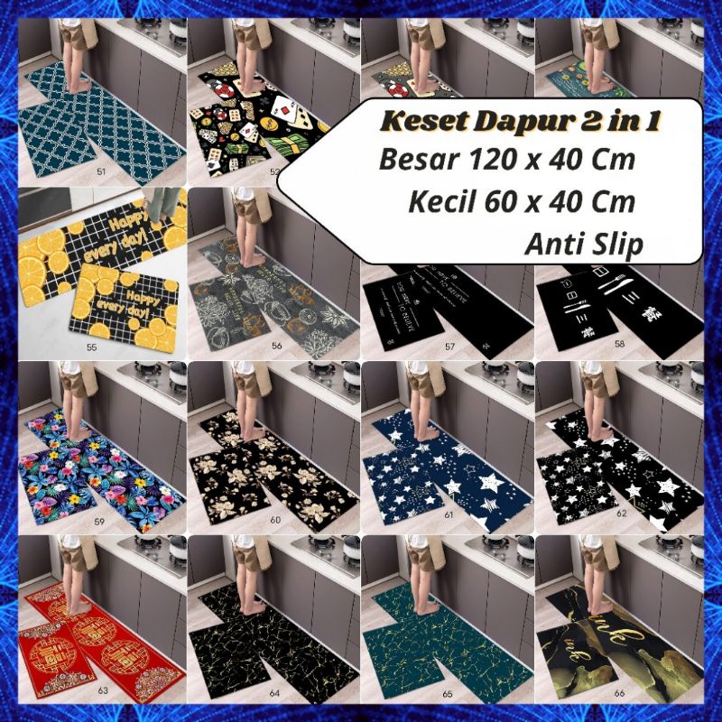 Jual Keset 2 in 1 Karpet Dapur Kitchen Floor Mat Set Alas Lantai Rumah ...