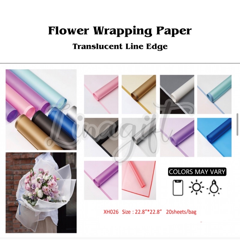 Jual ( 5 Lembar ) TRANSLUCENT LINE EDGE - FLOWER WRAPPING PAPER ...