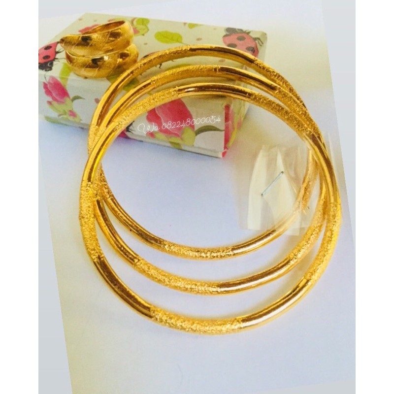 Jual kroncong set 3 + cincin lilit 2 lapis emas cantik persis emas asli ...