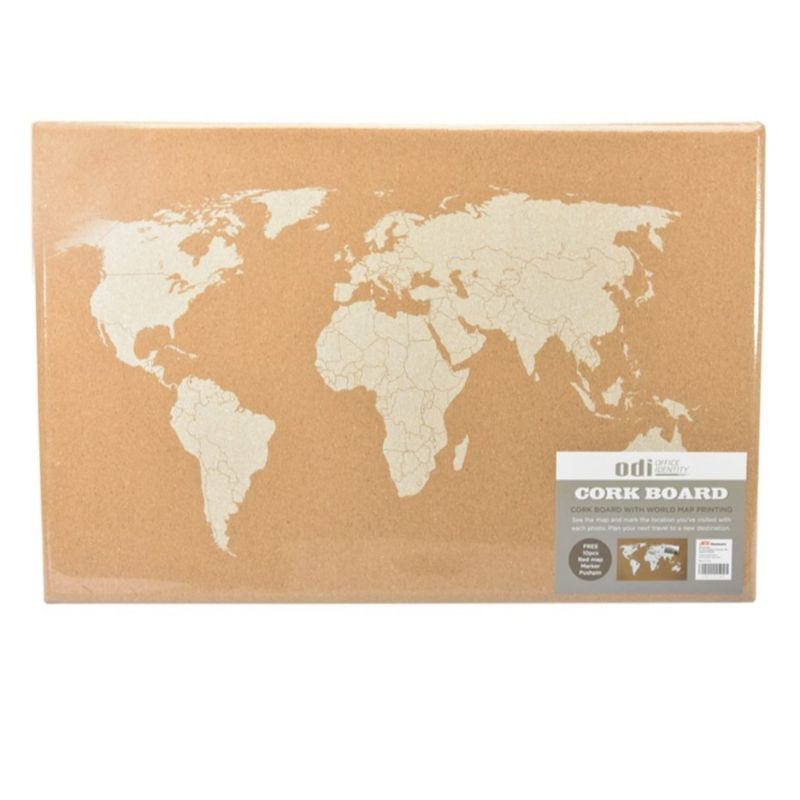 Jual Cork Board papan buletin Peta Dunia 40 x 60 x 2 cm | Shopee Indonesia