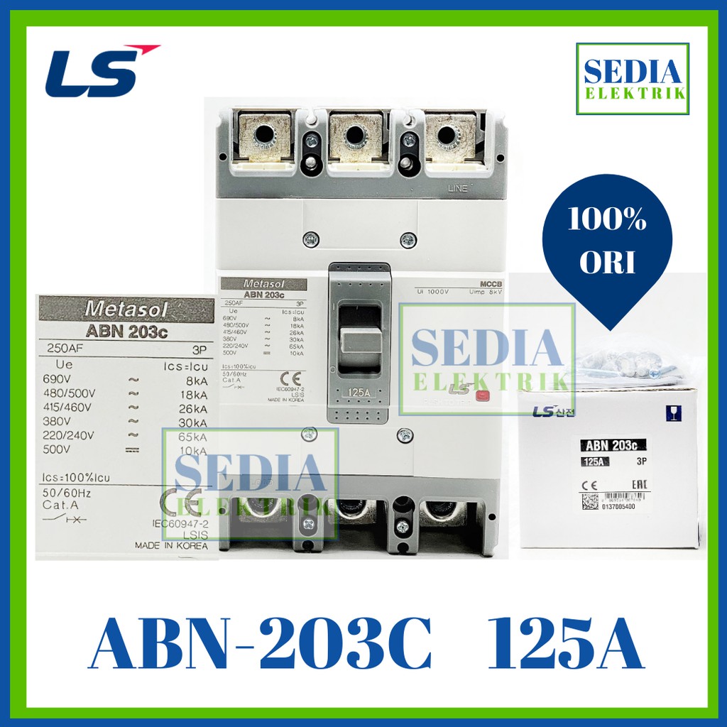 Jual LS MCCB MCB ABN-203C-125A 203C 125A ABN203C 3P | Shopee Indonesia