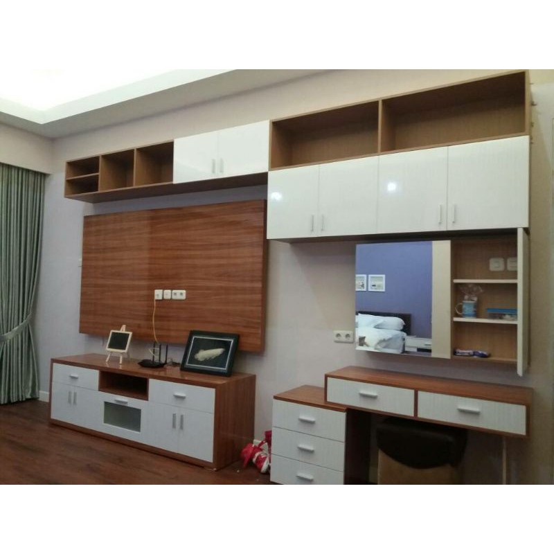 Jual jual lemari tempat tidur backdrop meja tv custom fin. HPL | Shopee ...