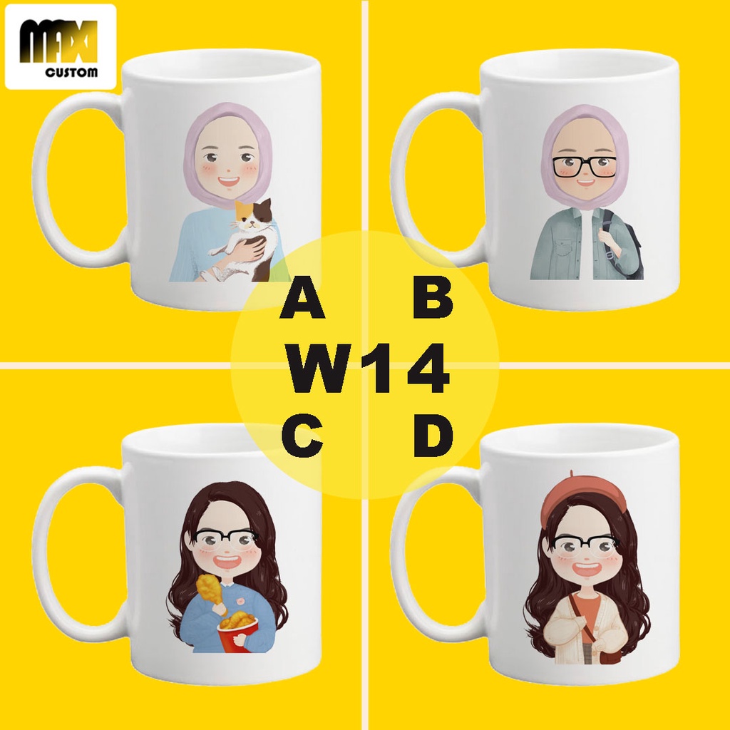 Jual Mug Gelas Avatar Lucu Custom Nama (CEWEK) MUG CUSTOM STANDAR ...