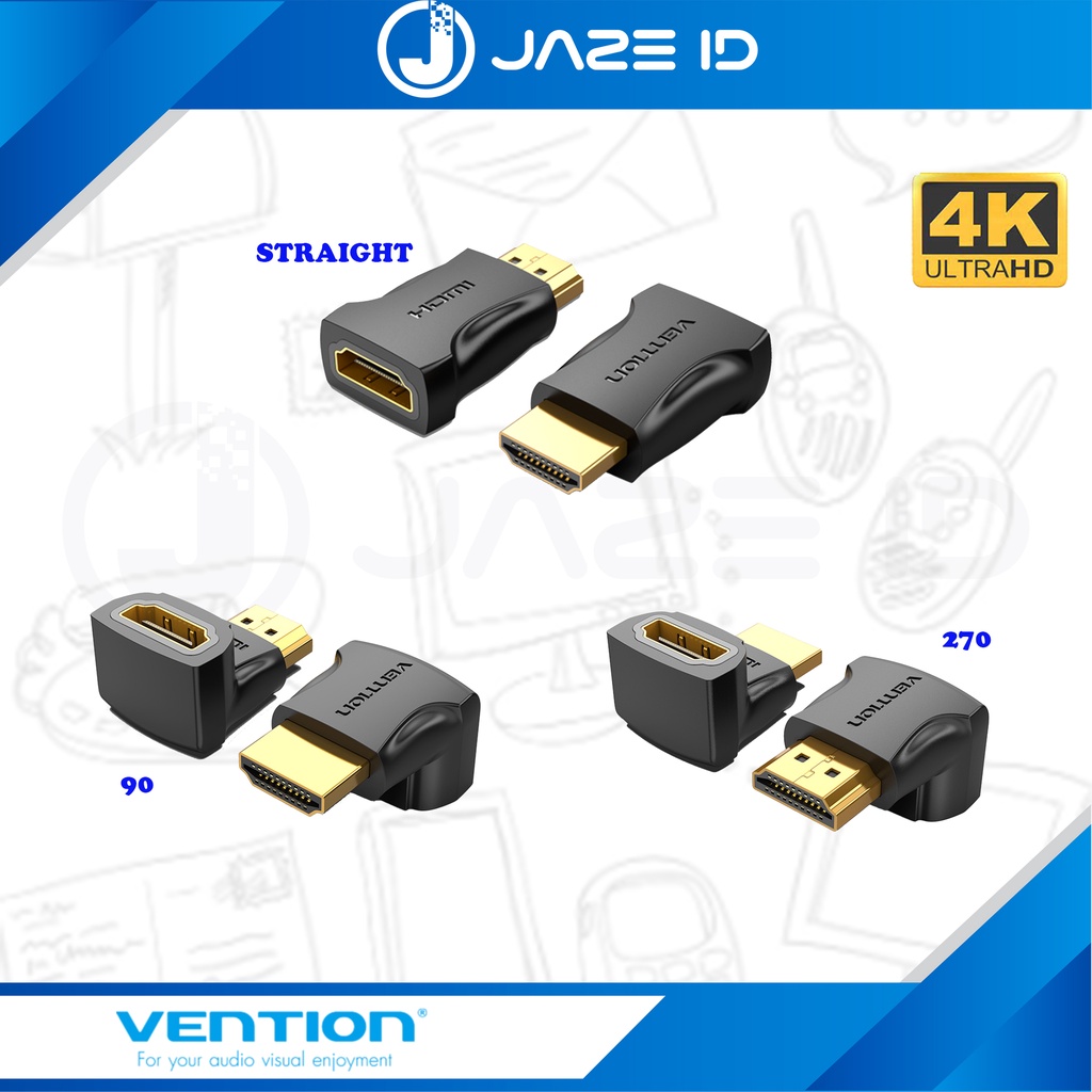 Jual Vention Adapter HDMI Connector Male to Female 4K Straight 90 270 ...