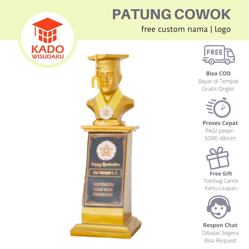Jual Patung Plakat Kado Wisuda Cowok Gold | Shopee Indonesia