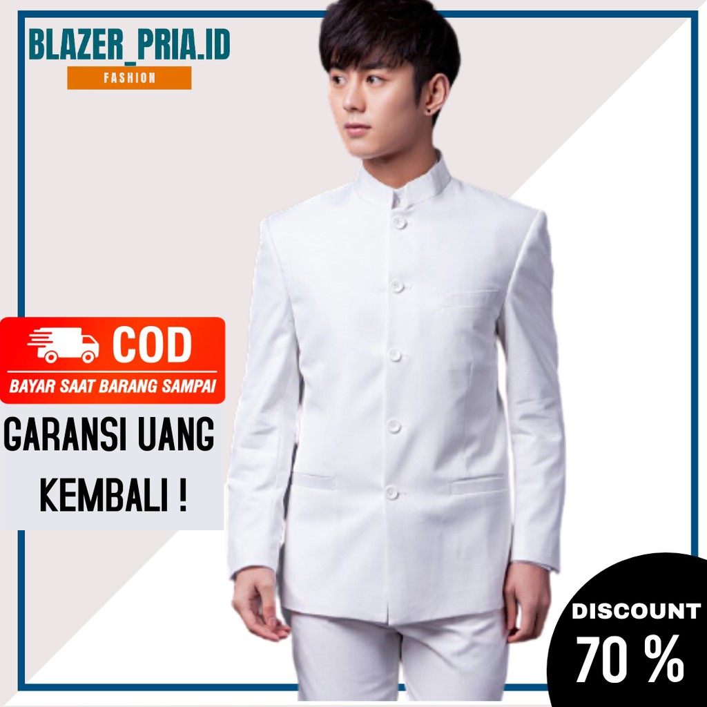 Jual JAS MANDARIN PUTIH JAS PRIA JAS FORMAL | Shopee Indonesia