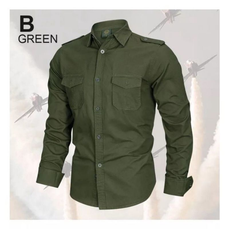 Jual Kemeja Pria Tactical model Pilot Lengan Panjang Kekinian Dan ...