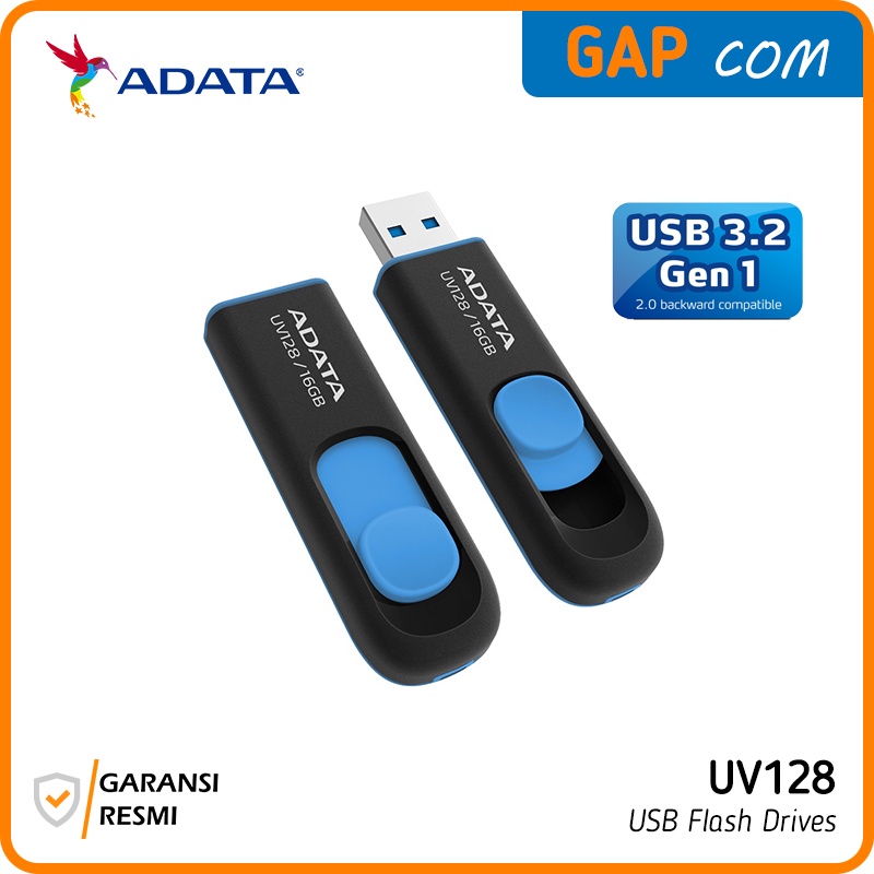 Jual FlashDisk 16GB 32GB 64GB 128GB Adata UV128 Slide Flash Drive USB 3 ...