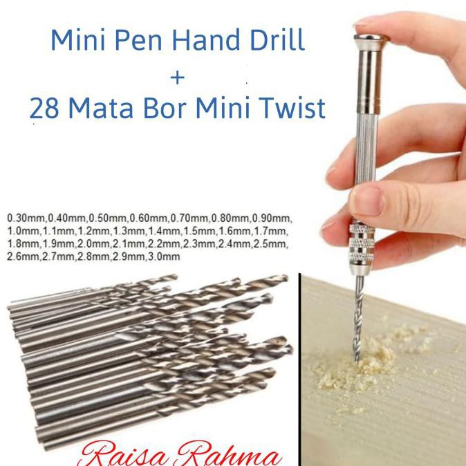 Jual -READY- MINI PEN HAND DRILL BOR TANGAN MANUAL + 28PCS MATA BOR ...