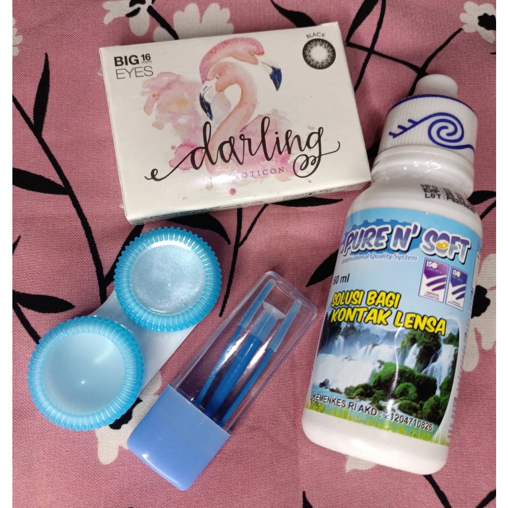 Jual COD Paket Softlens Darling Normal Dia 16mm + Air Softlens Pure n ...