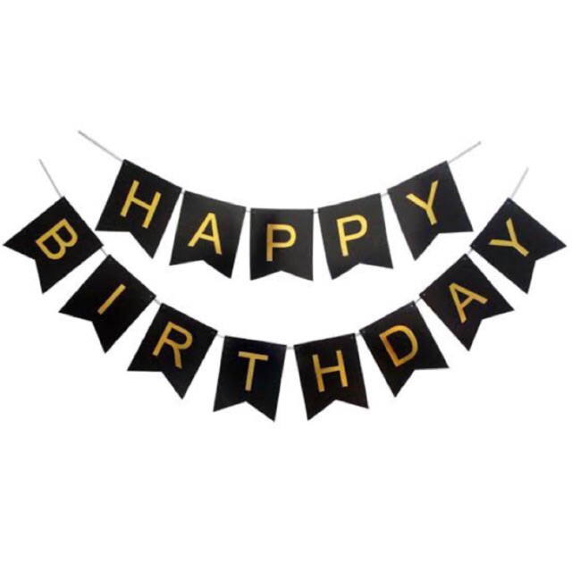 Jual Banner hbd hitam gold - banner ulang tahun - banner happy birthday ...