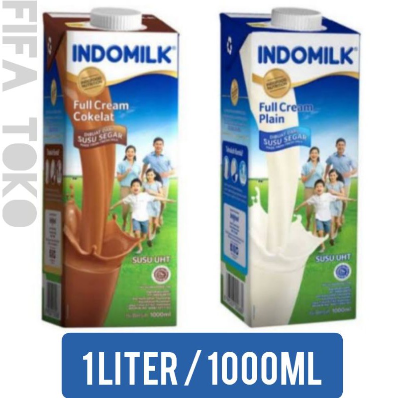 Jual SUSU UHT Indomilk Full cream coklat dan plain 1liter /1000ml | Shopee Indonesia