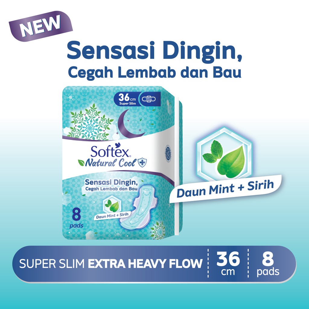 Jual Softex Natural Cool Super Slim 36cm 8 Pads - Pembalut Cool ...