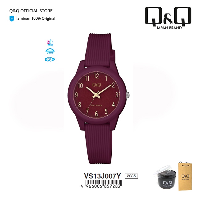 Jual Jam Tangan Wanita Q&Q QnQ QQ Analog Strap Karet VS13 VS13J Original - Anti Air 10 BAR ...
