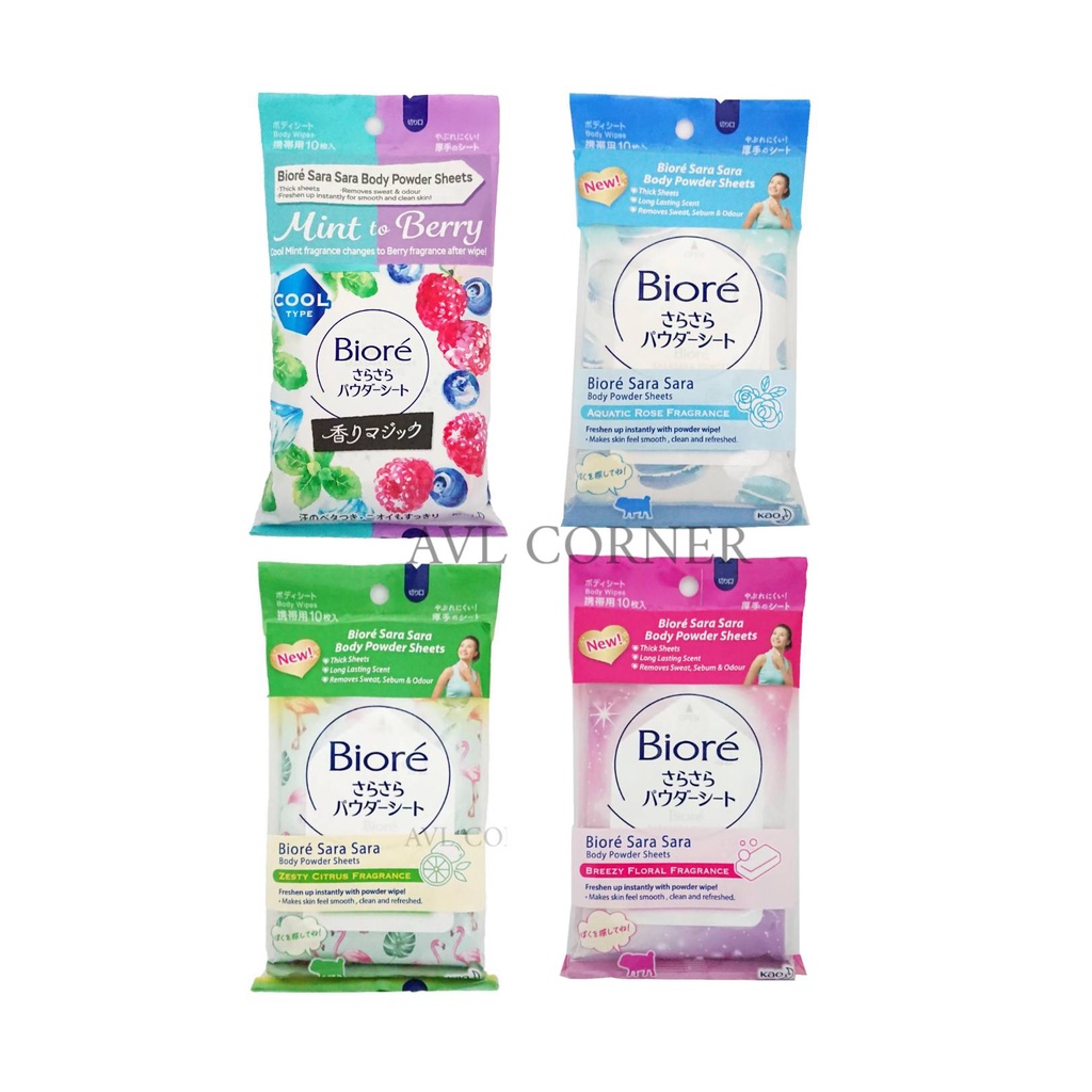 Jual Biore Sara Sara Body Powder 10s Sheets, Tissue basah, Tisiu basah ...