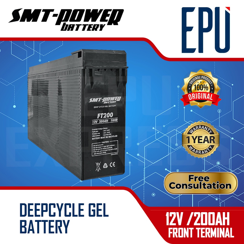 Jual Aki Samoto SMT 12v 200ah Baterai UPS Aki Deep Cycle Gel Battery Solar Front Terminal ...