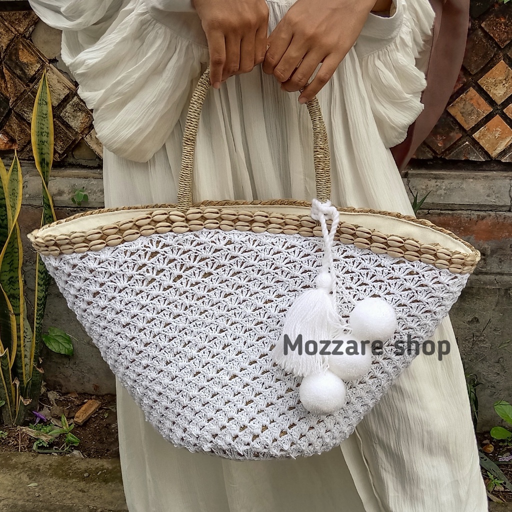Jual tas rajut rotan tas pantai mendong kerajinan bali | Shopee Indonesia