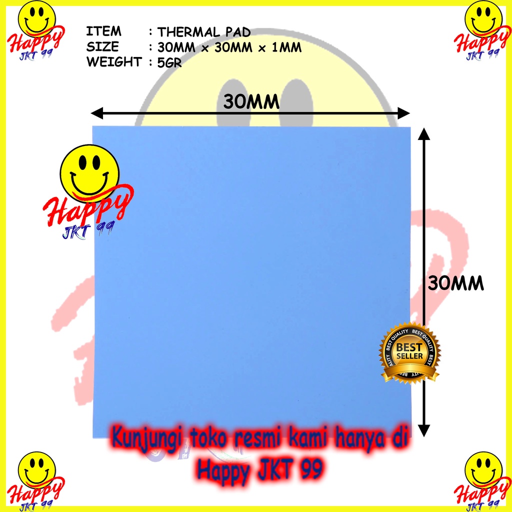 Jual [ HAPPY JKT 99 ] PENDINGIN THERMAL PAD 30MM X 30MM X 1MM HIGH ...