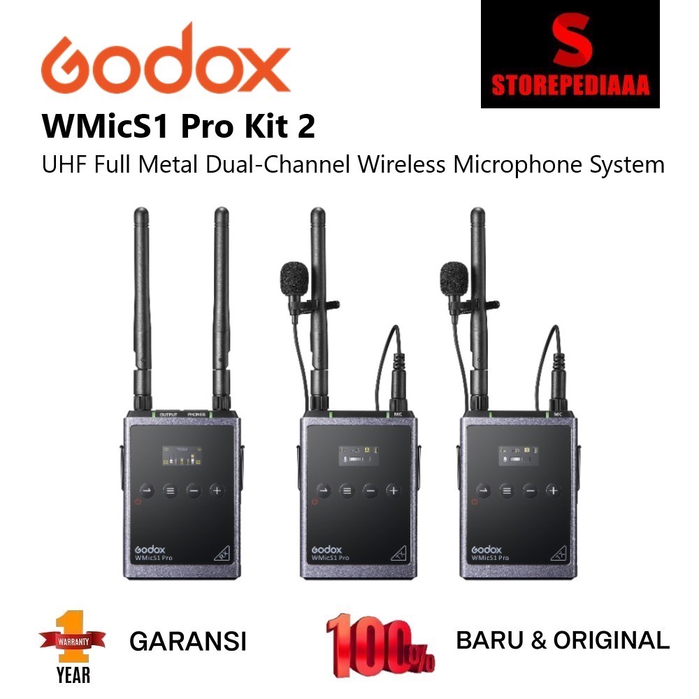 Jual Godox WMicS1 Pro Kit 2 UHF 2 Person Full Metal Dual Channel ...