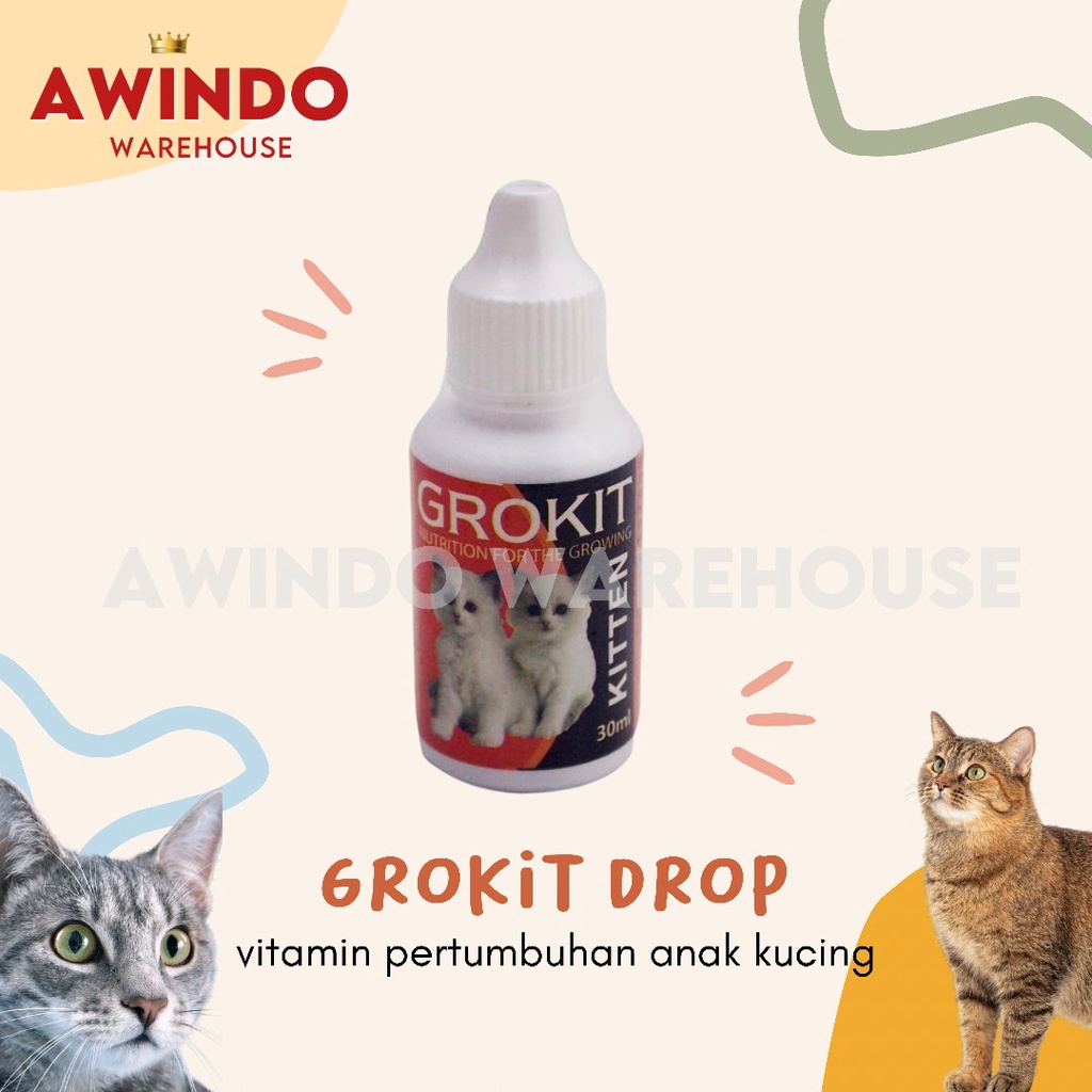 Jual GROKIT - VITAMIN NUTRISI PERTUMBUHAN ANAK KUCING KITTEN 30ML GROKIT DROP | Shopee Indonesia