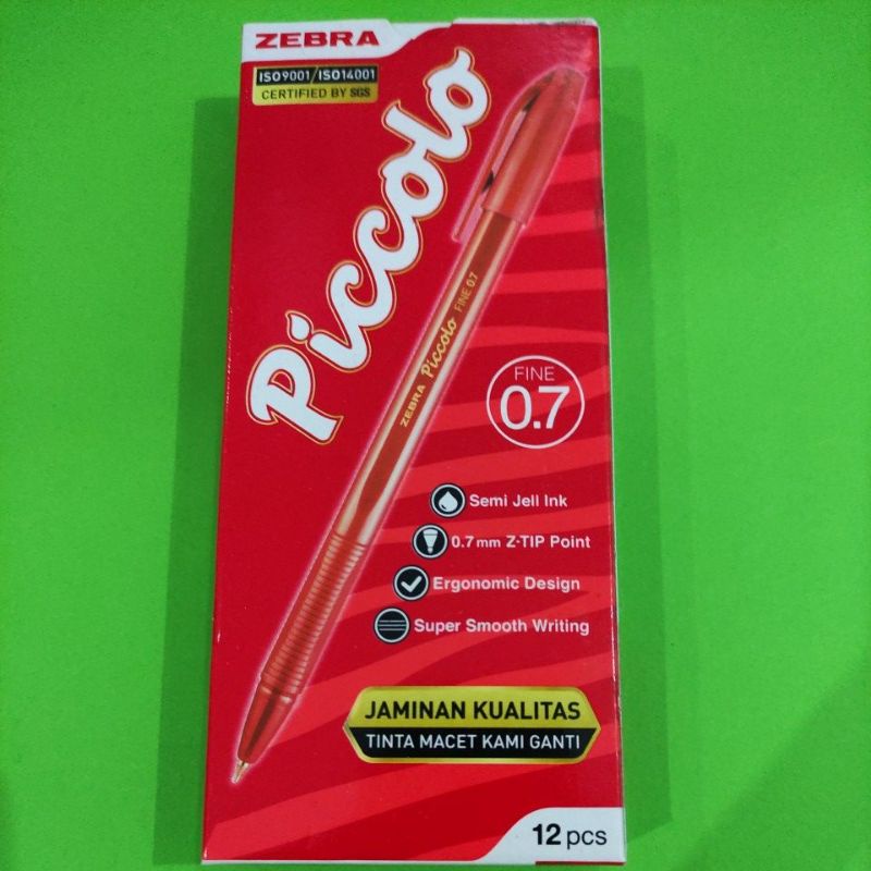 Jual Pulpen Ballpoint Zebra Piccolo Merah Per pak isi 12 | Shopee Indonesia