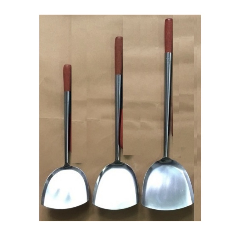 Jual CLASSIC WOK TURNER WOK SODET MASAK GAGANG KAYU PANJANG STAINLESS ...