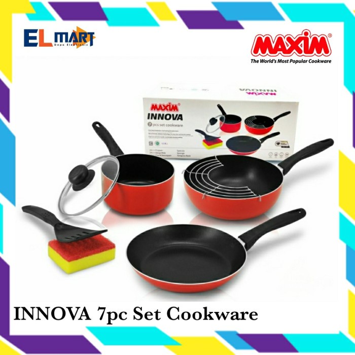 Jual Maxim Panci Set Cookware INNOVA 7pc Frypan Wok Pan Saucepan ...