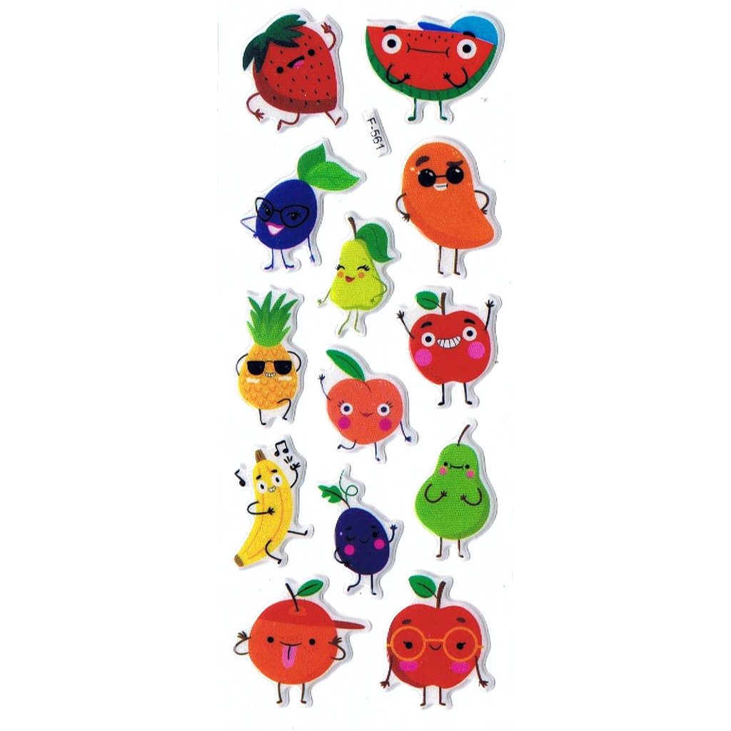 Jual SK498 Stiker Sticker Timbul Set Strip Aneka Gambar Kartun Buah ...