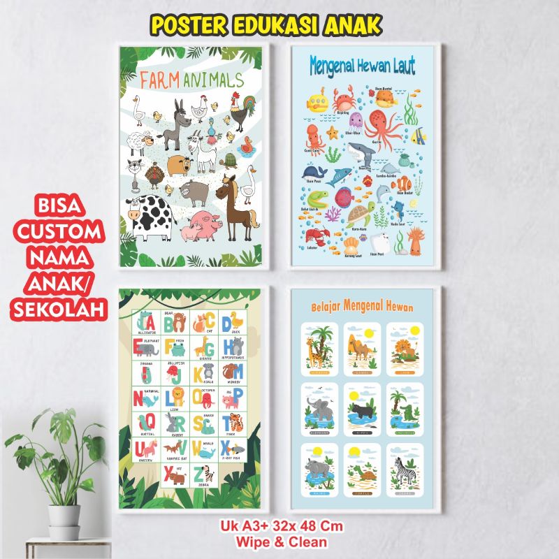 Jual Poster Edukasi Dinding Anak Paud TK SD Custom bisa pake fhoto ...