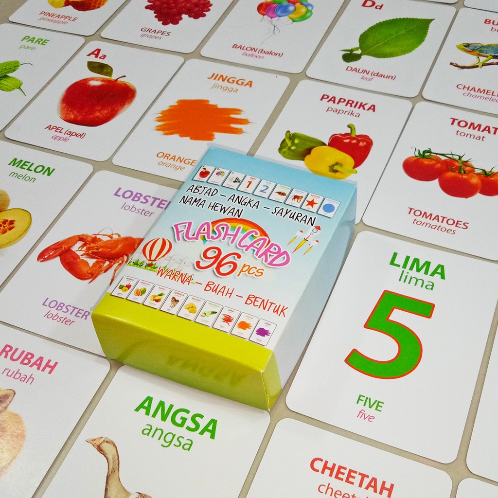 Jual Flashcard Edukasi Anak Lengkap 96 Kartu 2 Bahasa | Shopee Indonesia
