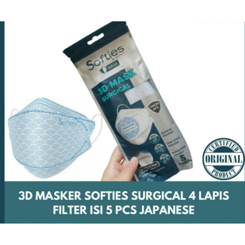 Jual Softies 3D Surgical Mask 4ply Sachet ( model kf94 ) Japanese ...