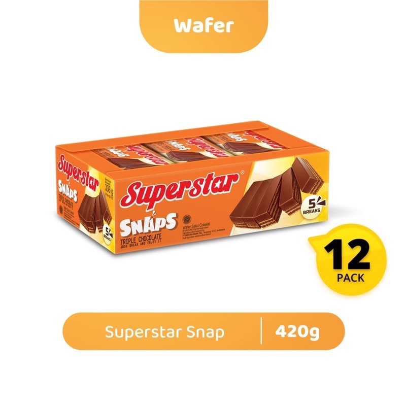 Jual SuperStar Snap Triple Chocolate, Wafer Salut Cokelat ( 12 pcs x ...